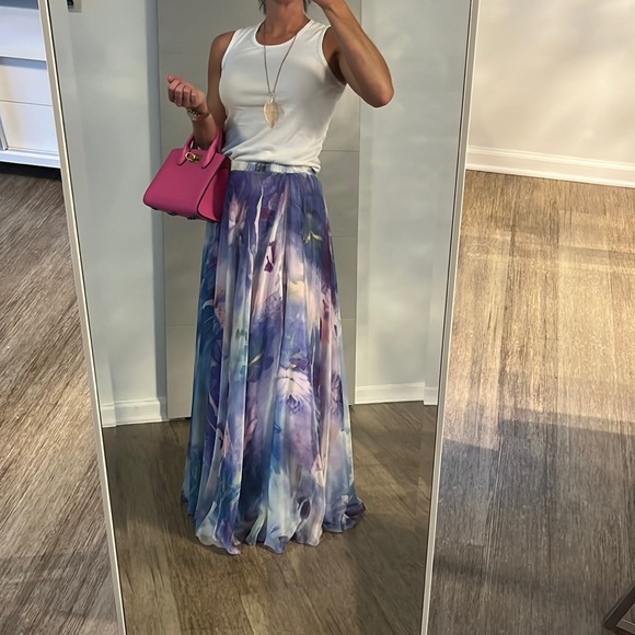 Chicwish | Skirts | Chicwish Pastel Flowy Long Skirt | Poshmark
